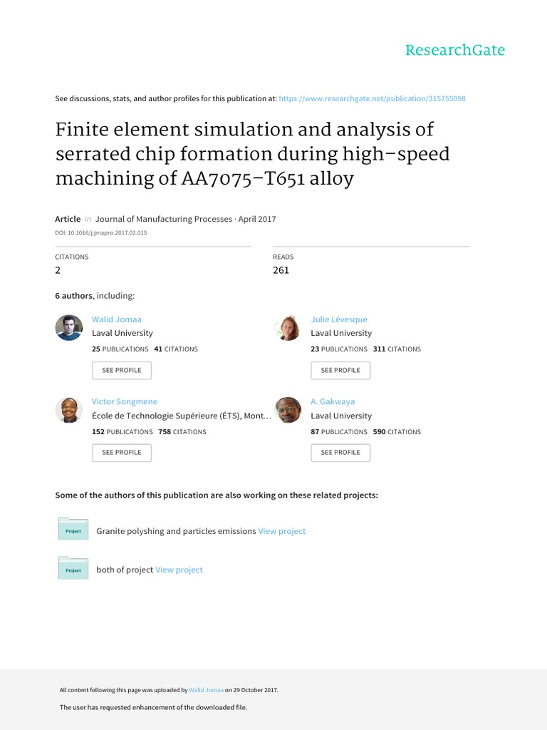 Finite Element Simulation and Analysis of Serrated | PDF | Fracture ...