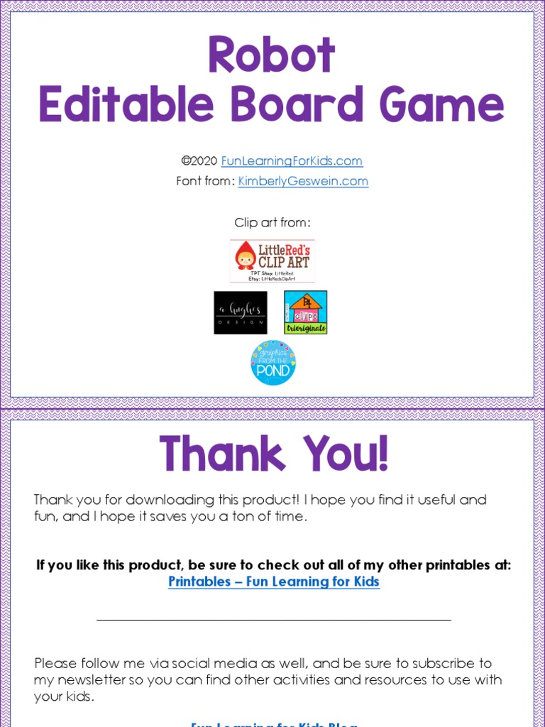 Editable-Robot-Board-Game PDF | PDF | Computer File | Digital Technology