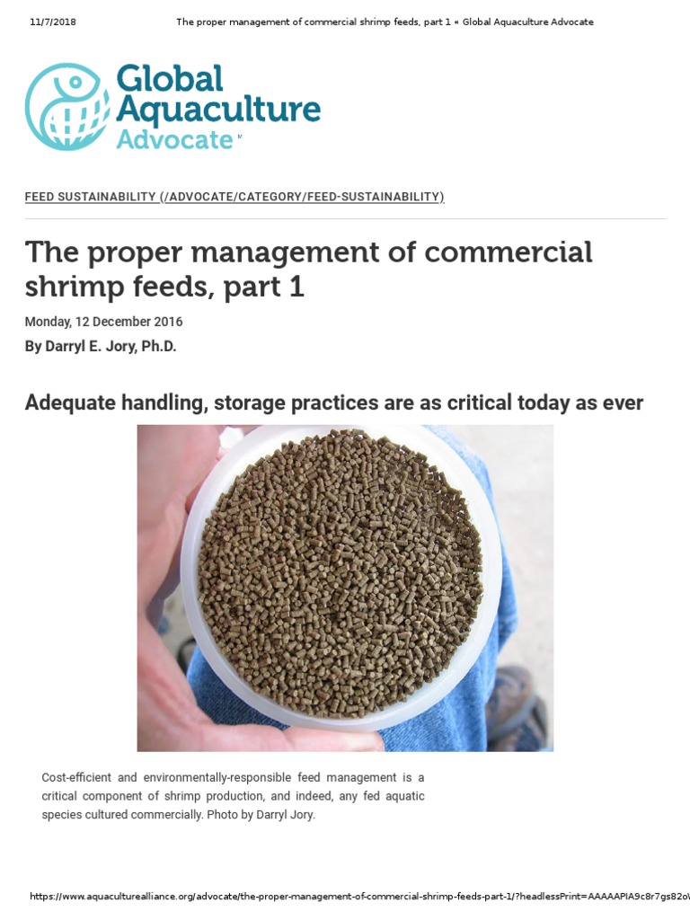The Proper Management of Commercial Shrimp Feeds, Part 1 | PDF | Shrimp ...