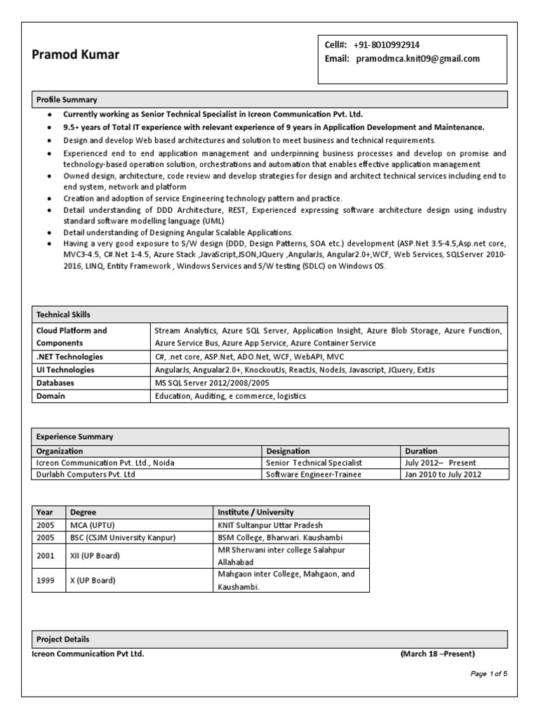 Pramod Resume | PDF | Web Application | Entity Framework