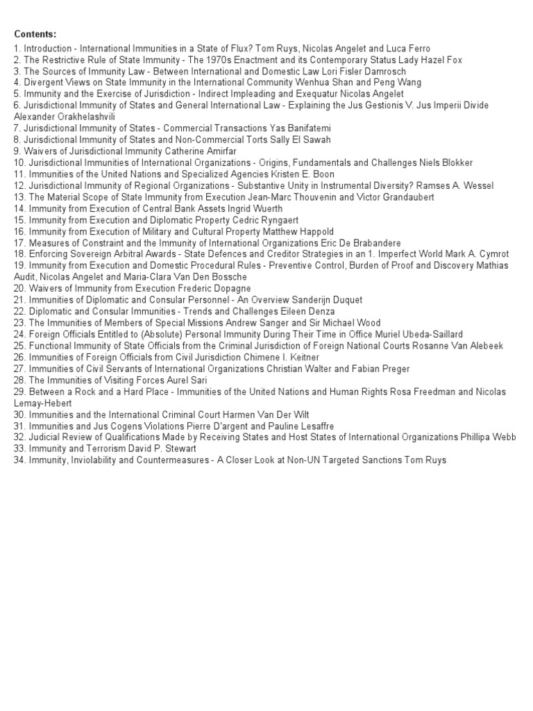 Tom Ruys, Cambridge Handbook of Immunities | PDF | Sovereign Immunity ...
