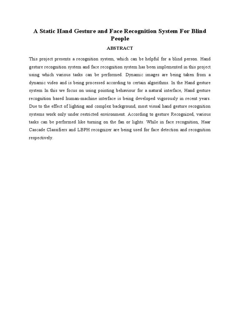 A Static Hand Gesture and Face Recognition System For Blind People ...