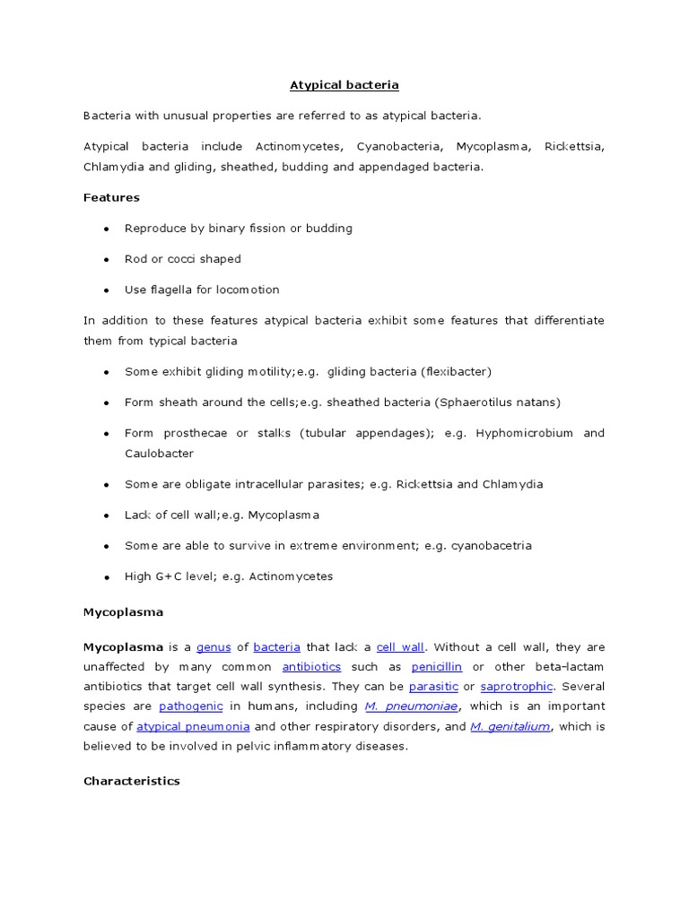 Atypical Bacteria | PDF | Cyanobacteria | Mycoplasma