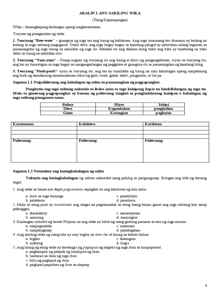 Handouts in Filipino 7 3rd Grading | PDF