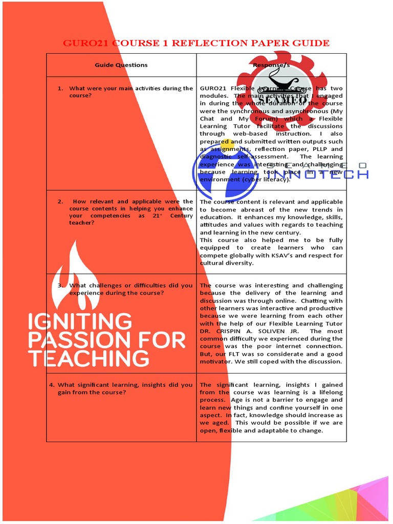 Reflection Paper | PDF | Educational Technology | Learning