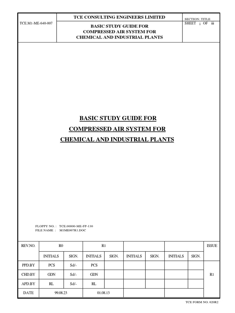 Compressed Air System For Chemical and Industrial Plants: Basic Study ...
