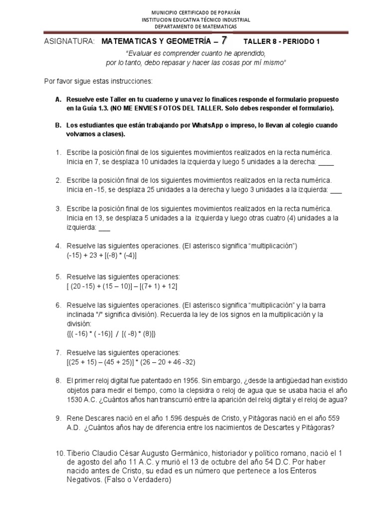 T8. Matematicas - Septimo | PDF | Enseñanza de matemática