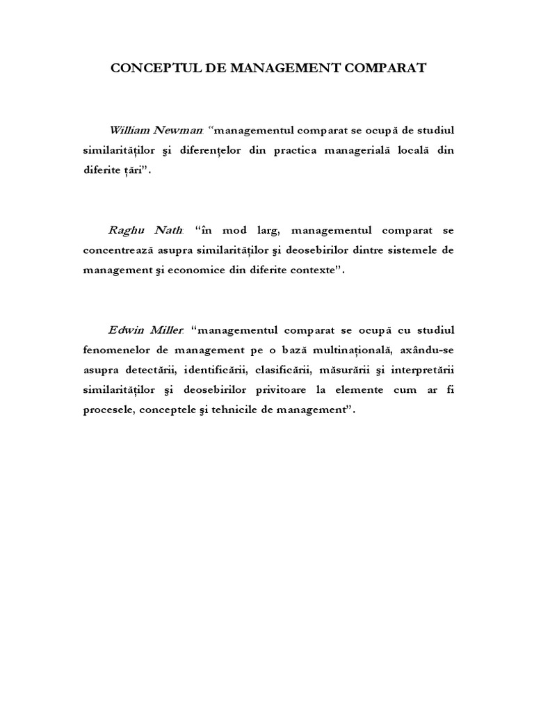 MC - Conceptul de Management Comparat | PDF