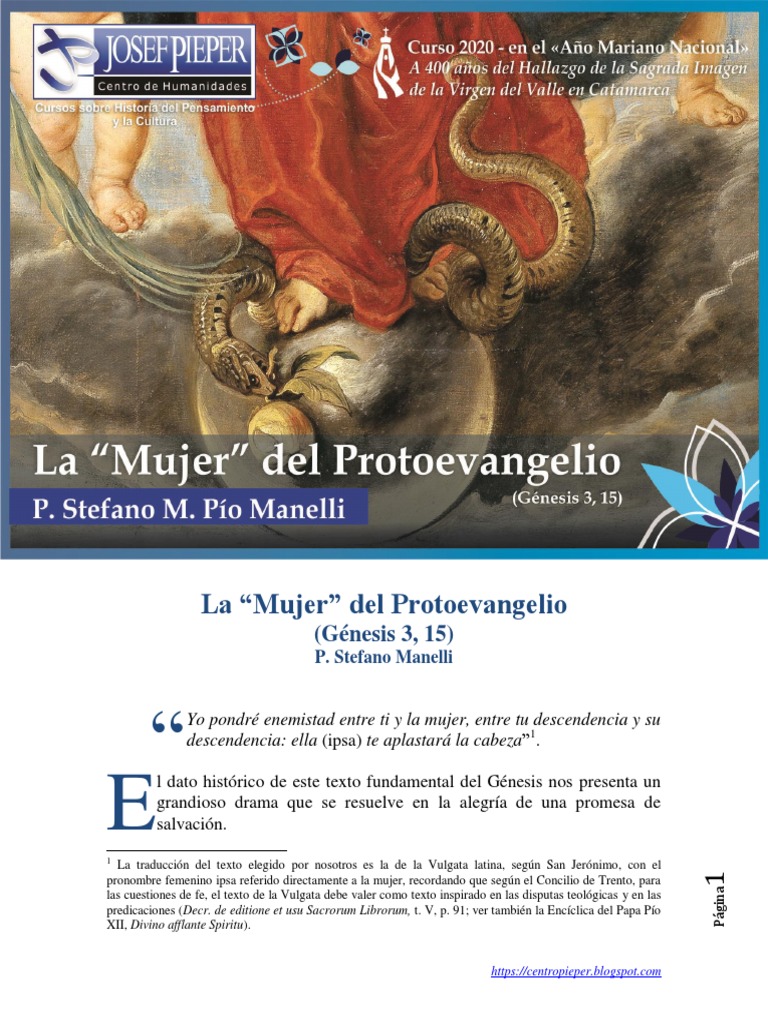 La "Mujer" Del Protoevangelio (Génesis 3, 15) - P. Stefano Manelli ...