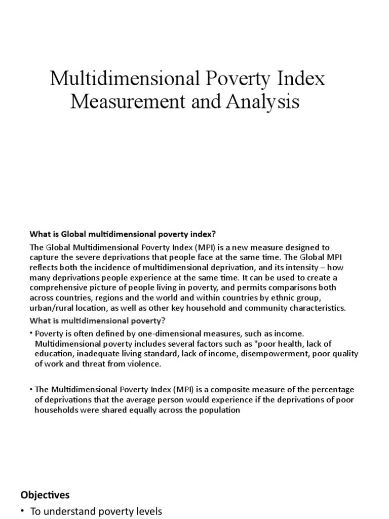 Multidimensional Poverty Index Measurement and Analysis | PDF ...