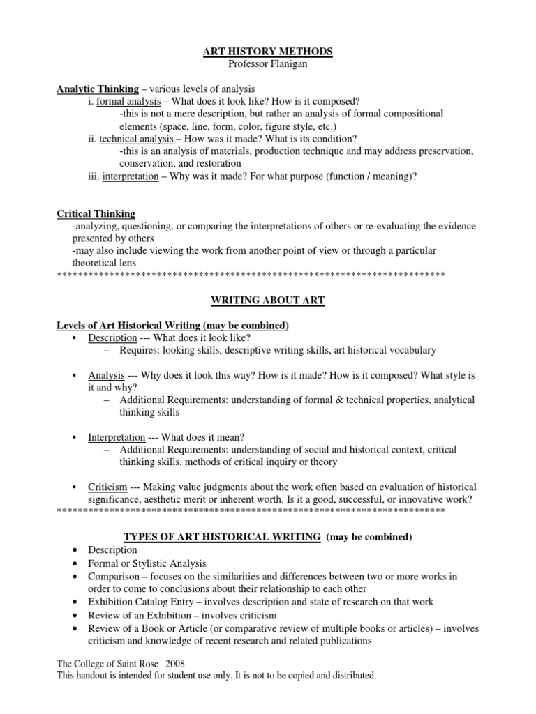 Art History Methods Analytic Thinking - Various Levels of Analysis ...
