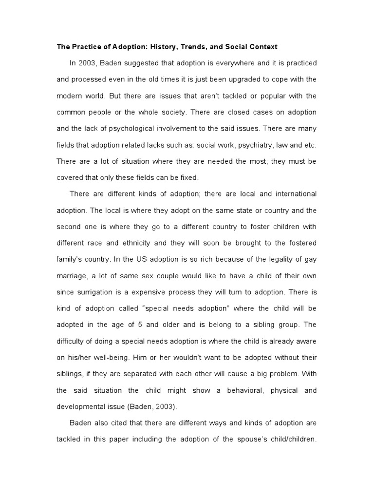 The Practice of Adoption: History, Trends, and Social Context | PDF ...