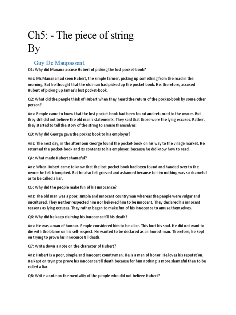 Ch5: - The Piece of String By: Guy de Maupassant | PDF