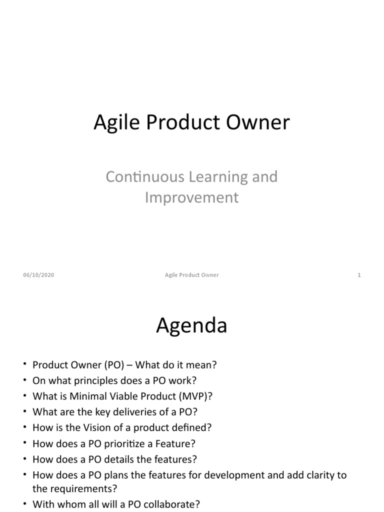 Agile Product Owner: Continuous Learning and Improvement | PDF | Scrum ...