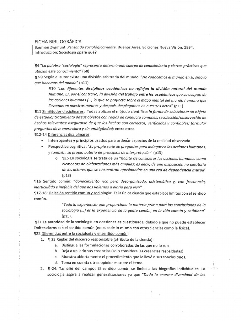 Resumen: Pensando Sociologicamente: Sociologia para Qué | PDF