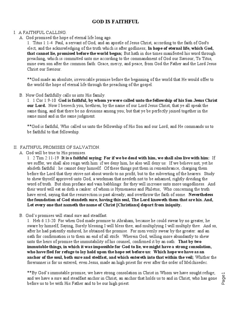 GOD is FAITHFUL Sermon and Outline by Charles A. Yawn | Eternal Life ...