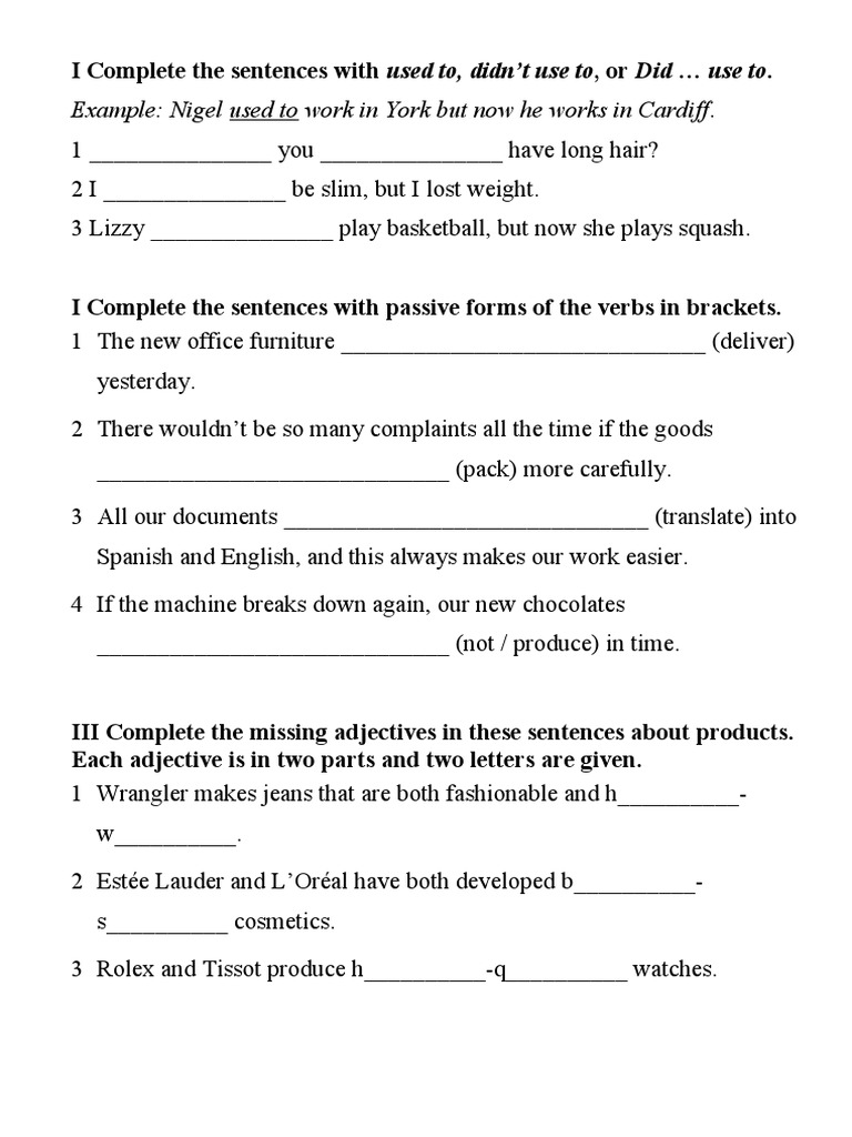 I Complete The Sentences With Used To | PDF | Language Arts ...
