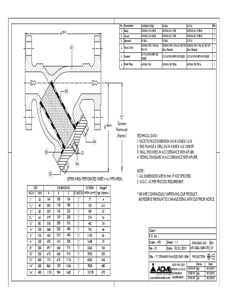 Y STRAINER FLANGED END 150 Model PDF | PDF | Industrial Processes ...