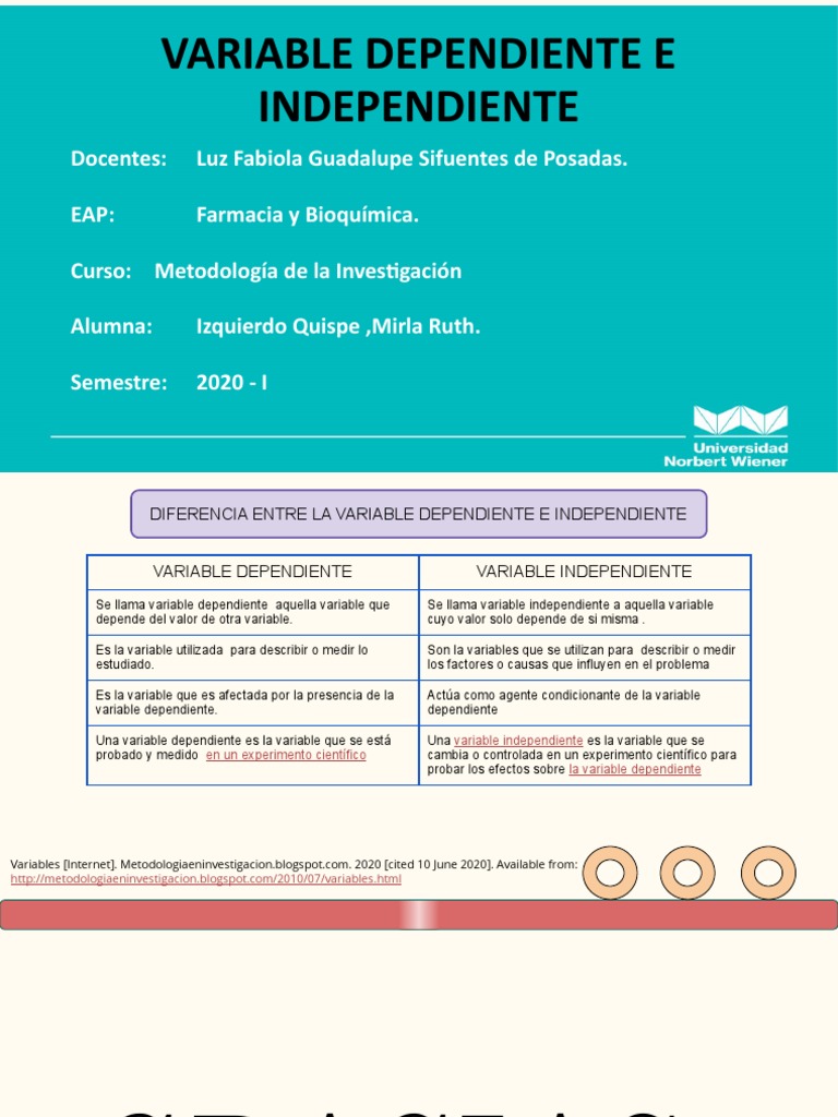 Variable Dependiente Variable Independiente | PDF | Salud y bienestar