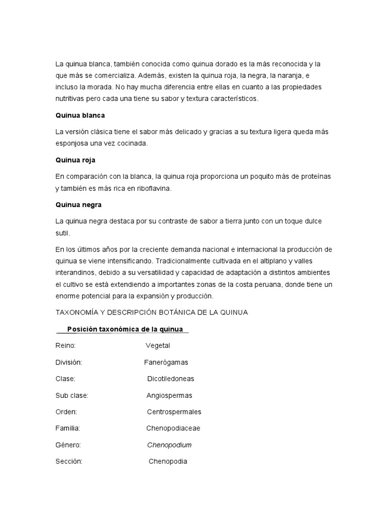Variedades y Cultivo de Quinua | PDF | Quinua | Extrusión
