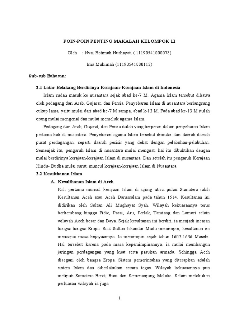 POIN-POIN PENTING MAKALAH KELOMPOK 11-Dikonversi | PDF | Sejarah