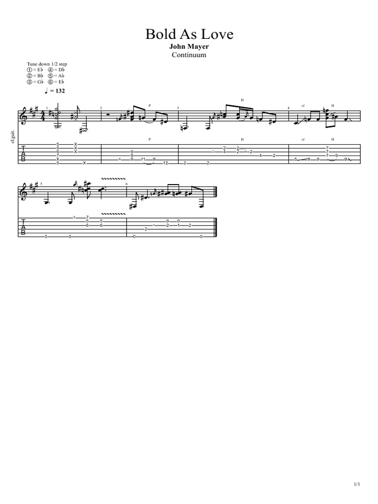 John Mayer S Bold As Love Tabs Pdf American Music Rock Albums