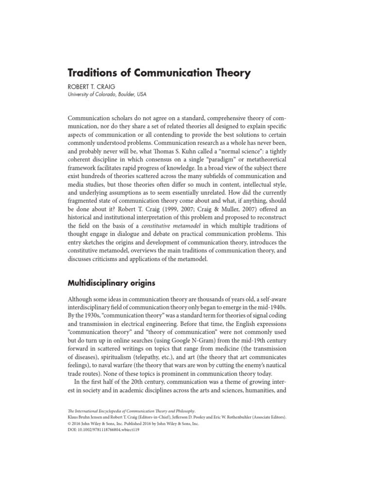 Craig2016.traditions in Communication Theory | PDF | Rhetoric ...