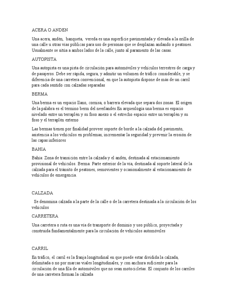 Partes de Una Via | PDF | Intersección (carretera) | Peatonal