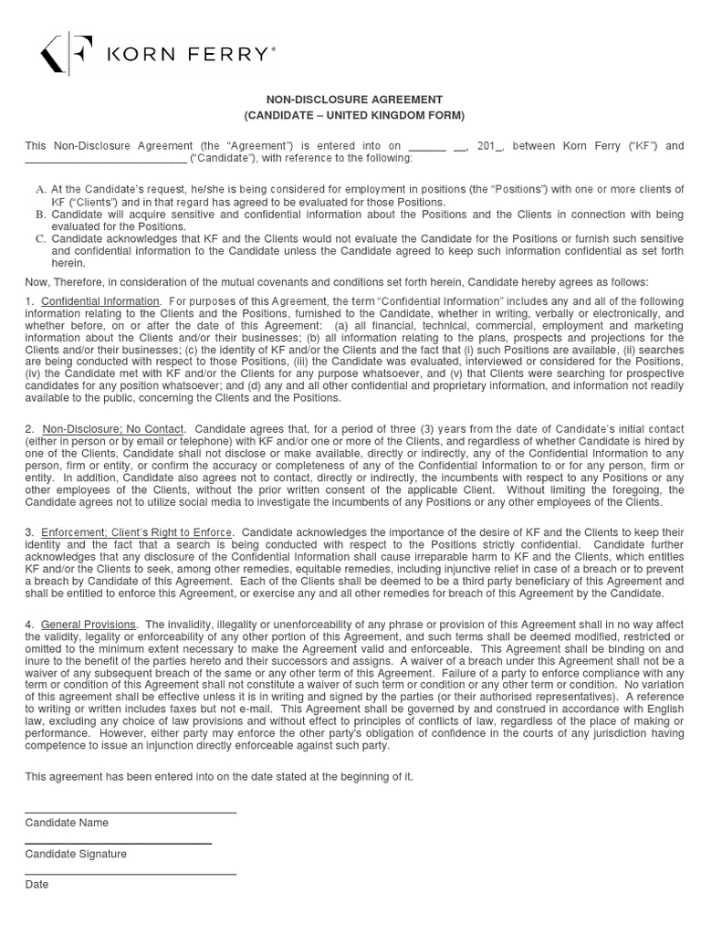UK Non-Disclosure Agreement | PDF | Non Disclosure Agreement | Breach ...