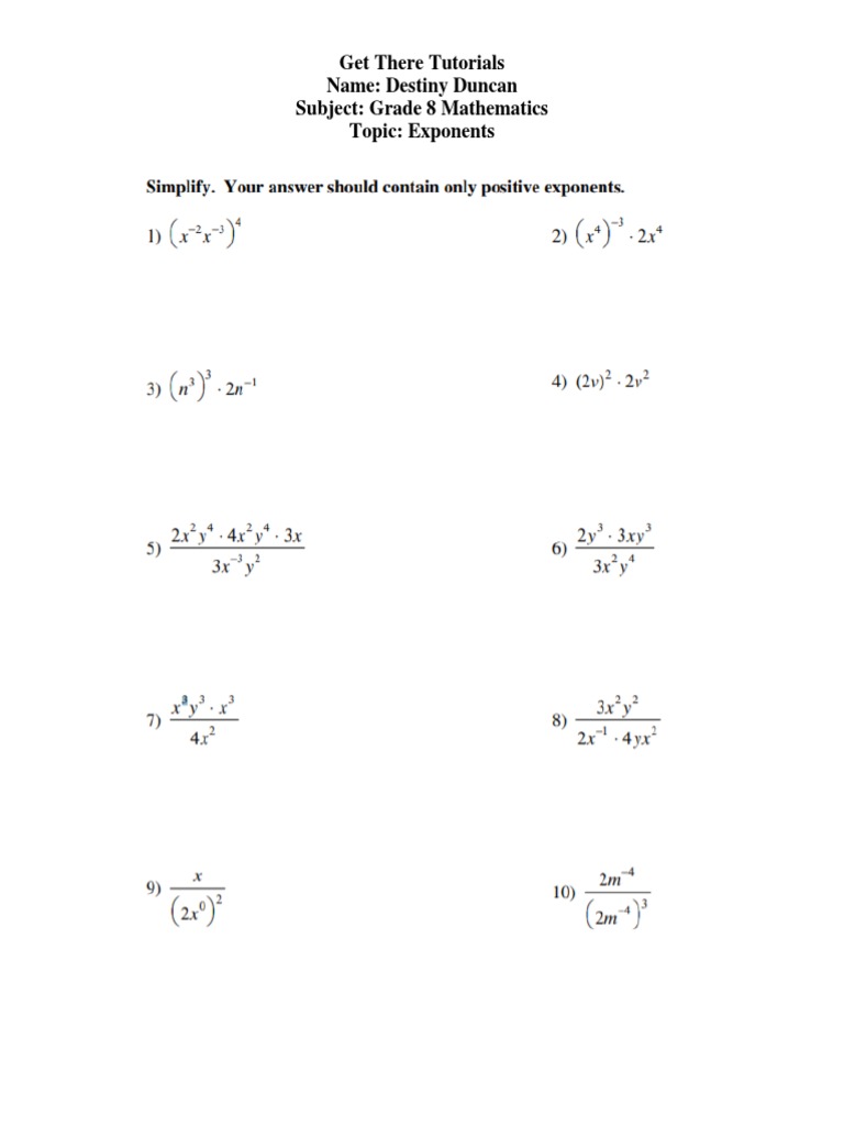 Grade 8 Math: Exponents Guide | PDF | Teaching Methods & Materials