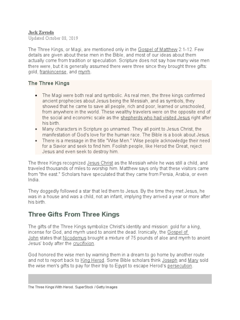The Three Kings | PDF | Biblical Magi | New Testament Content