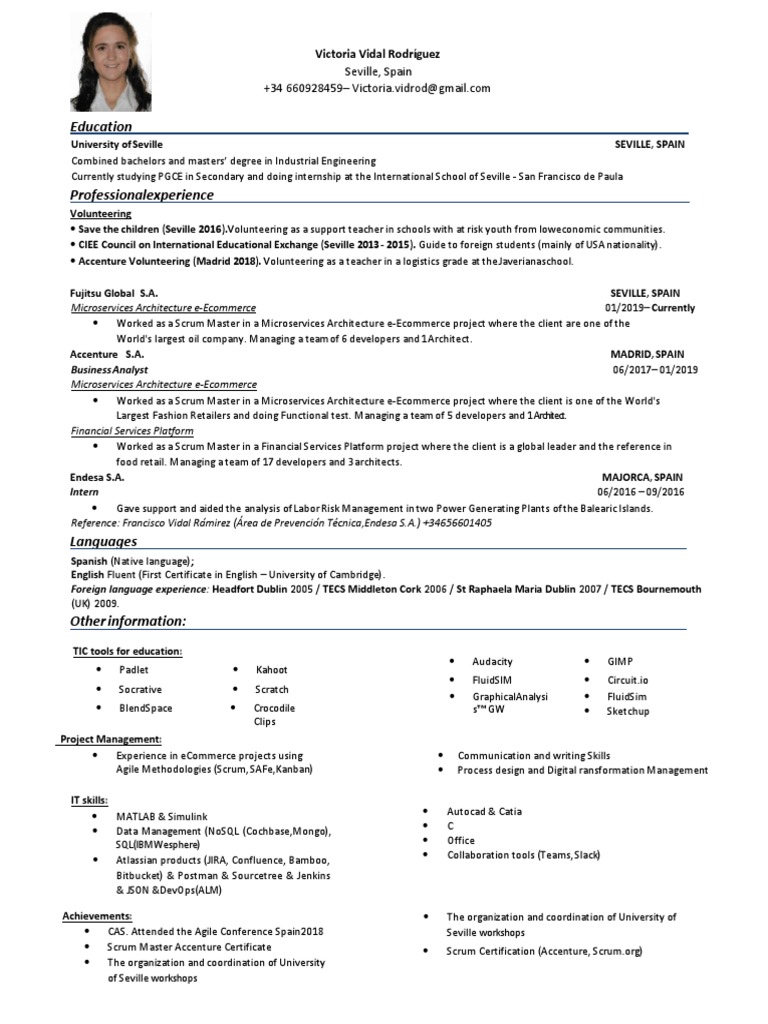 Victoriavidal CV | PDF | Spain | Business
