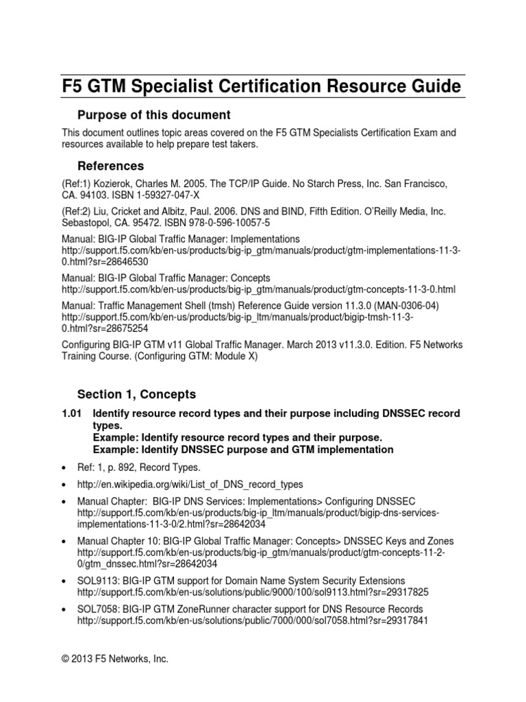 F5 GTM Specialist Certification Resource Guide: Purpose of This ...