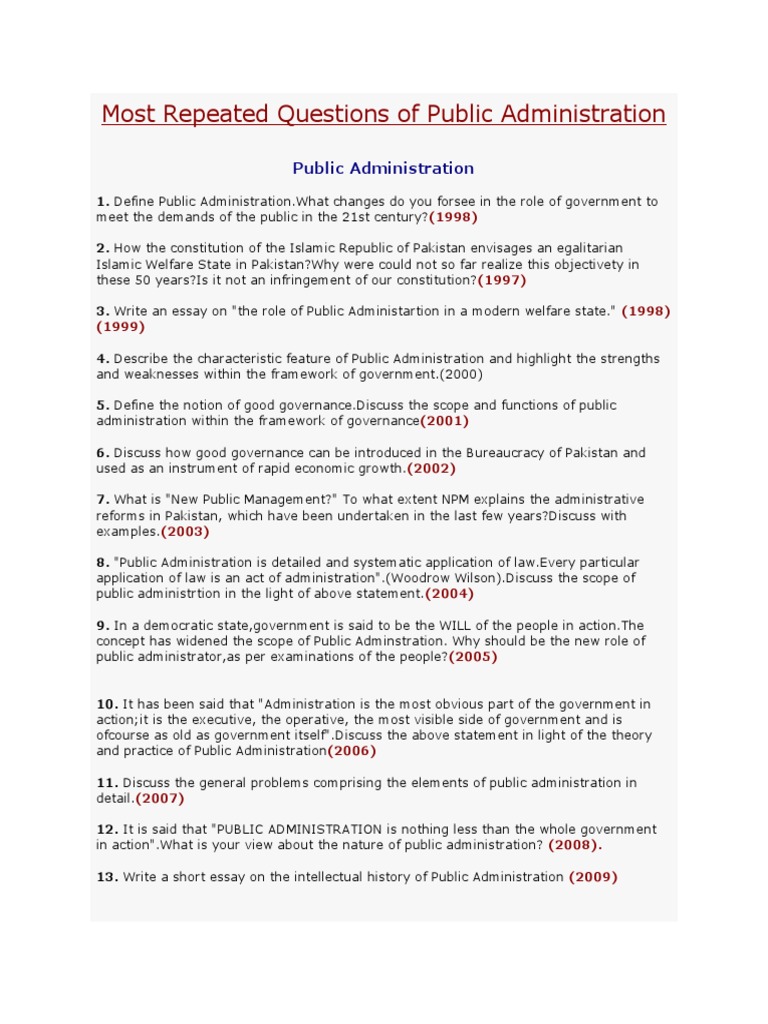 Repetetive Questions | PDF | Bureaucracy | Public Administration