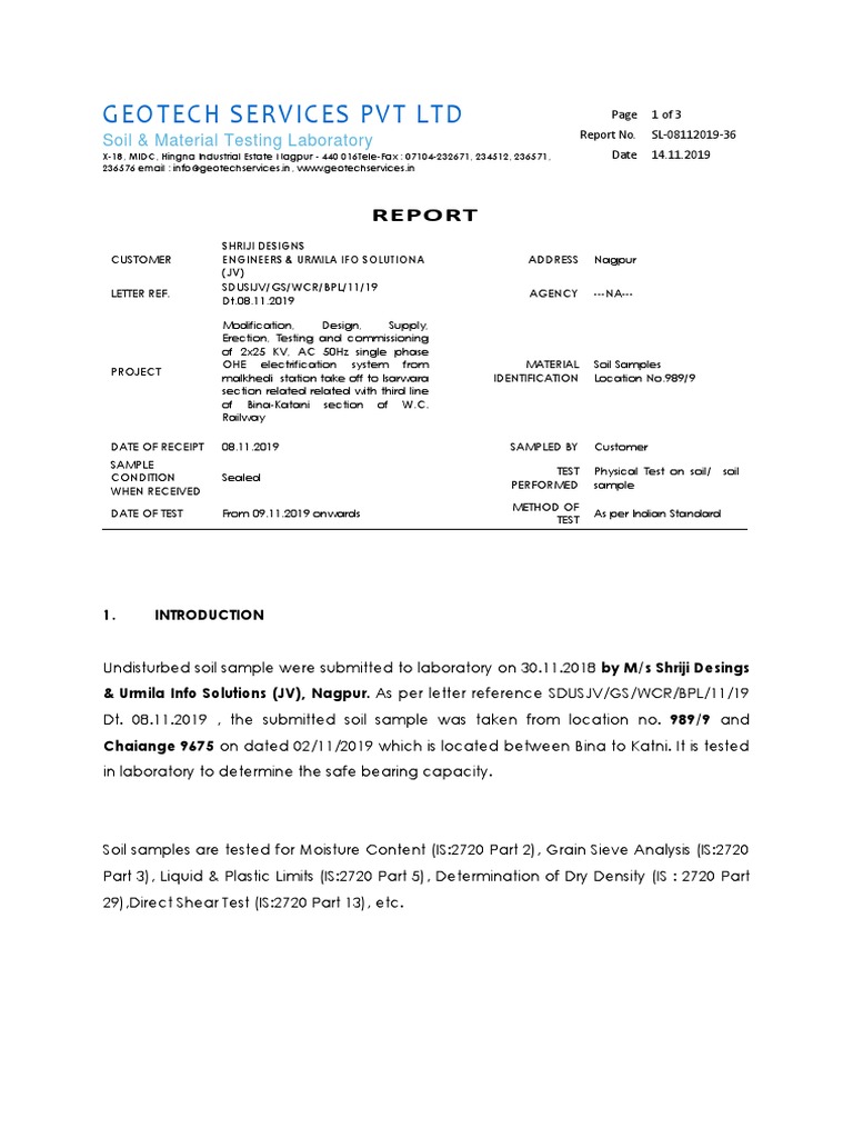 SBC Soil Test Report for Construction | PDF | Soil | Horticulture And ...