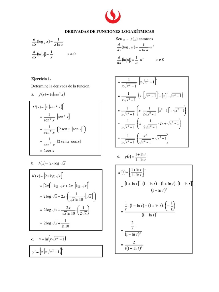 Derivadas de Funciones Logaritmicas
