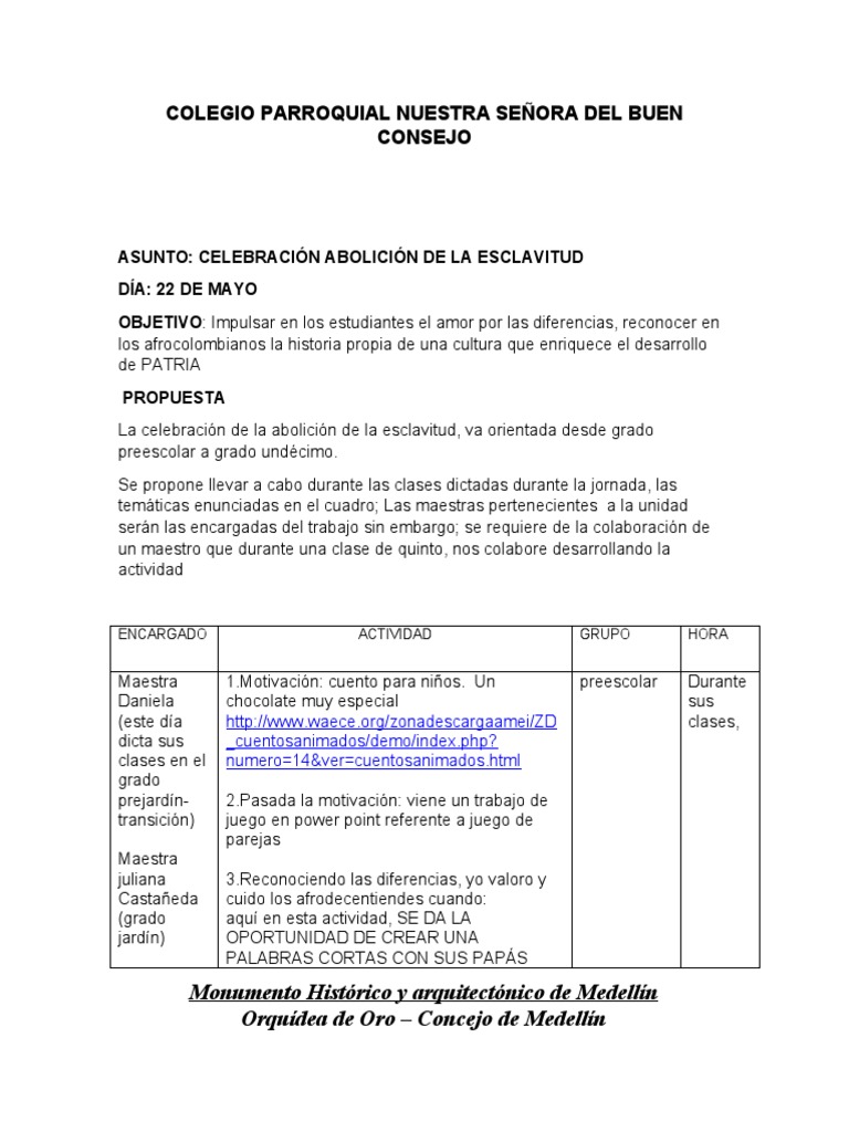 Celebración de la Abolición de la Esclavitud | PDF | Esclavitud | Colombia