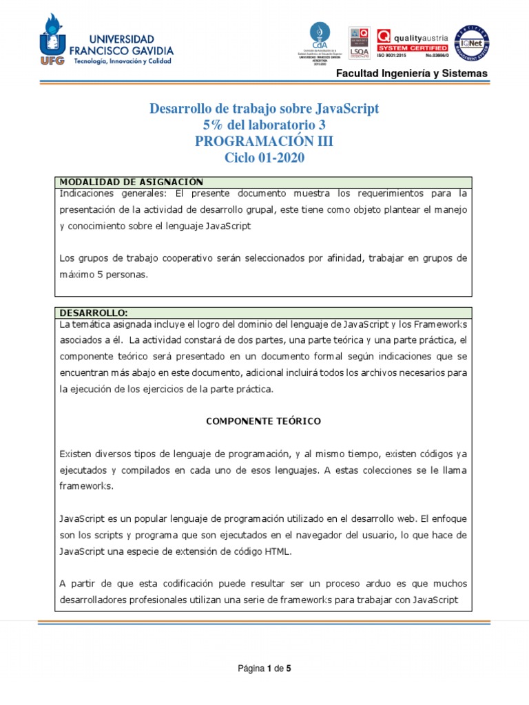 Laboratorio 3 - Javascript PDF | PDF | Script Java | Marco de software