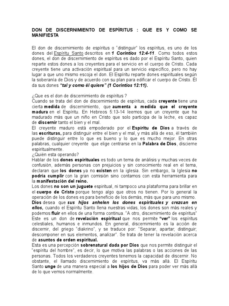 Don de Discernimiento de Espíritus | PDF | Alma | Pablo el apóstol