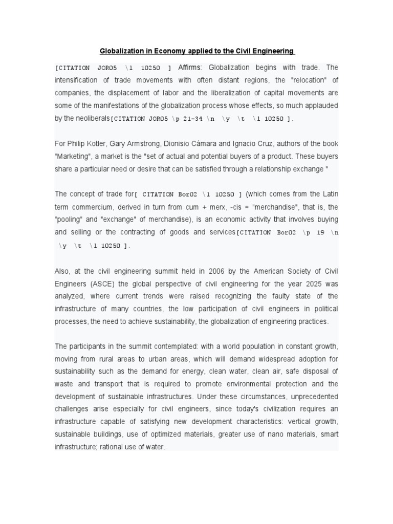 Globalization in Economy Applied To The Civil Engineering | PDF