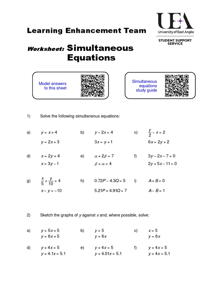 Simultaneous Equations Practice | PDF | Equations | Mathematical Objects