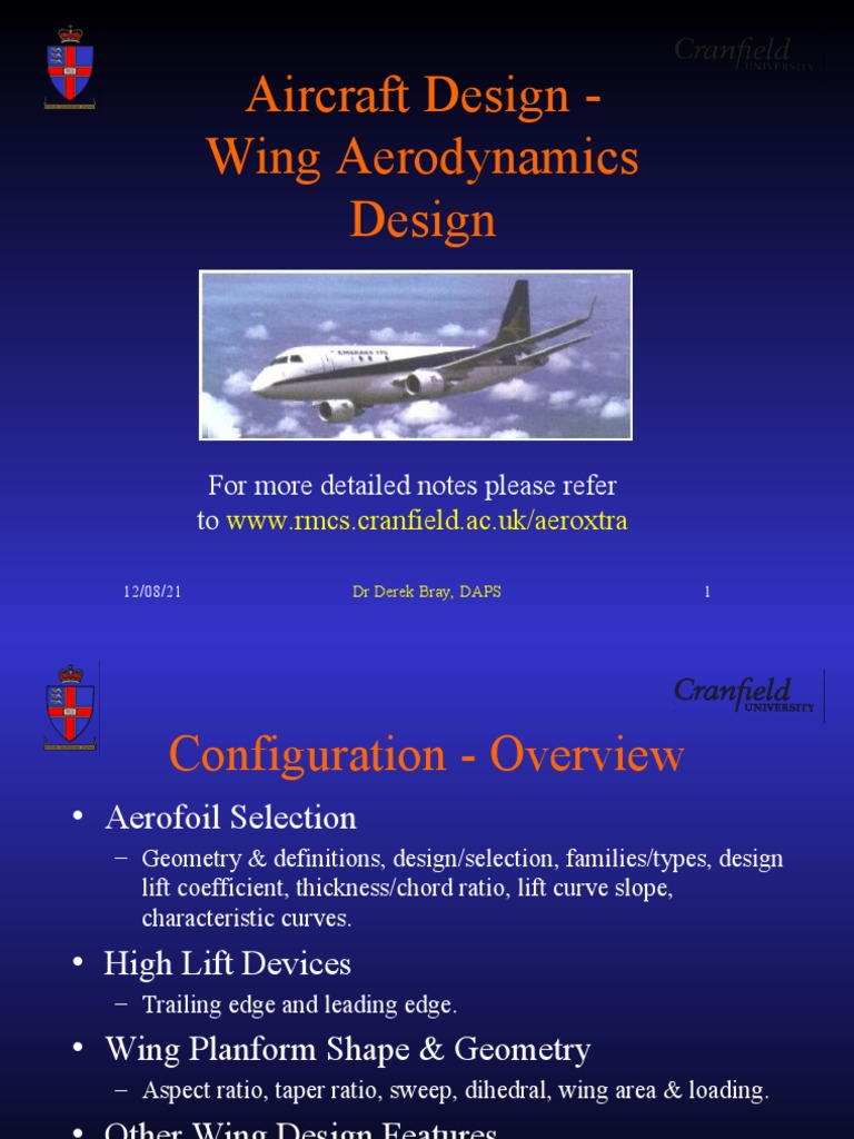 Aircraft Design - Wing Aerodynamics Design: For More Detailed Notes ...