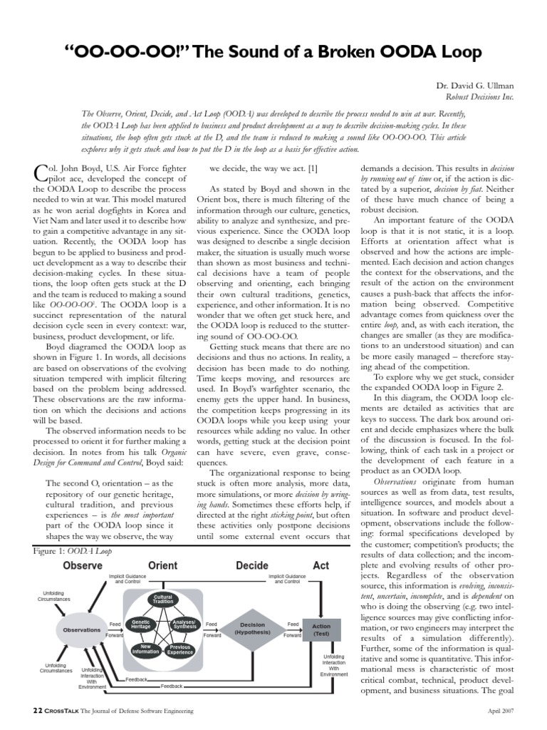 "OO-OO-OO!" The Sound of A Broken OODA Loop: Observe Orient Decide Act ...