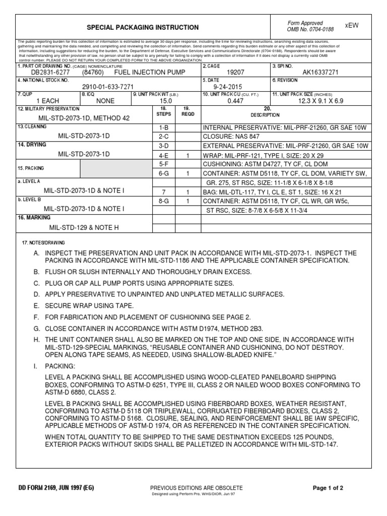 Special Packaging Instruction: (Cage) Nomenclature | PDF