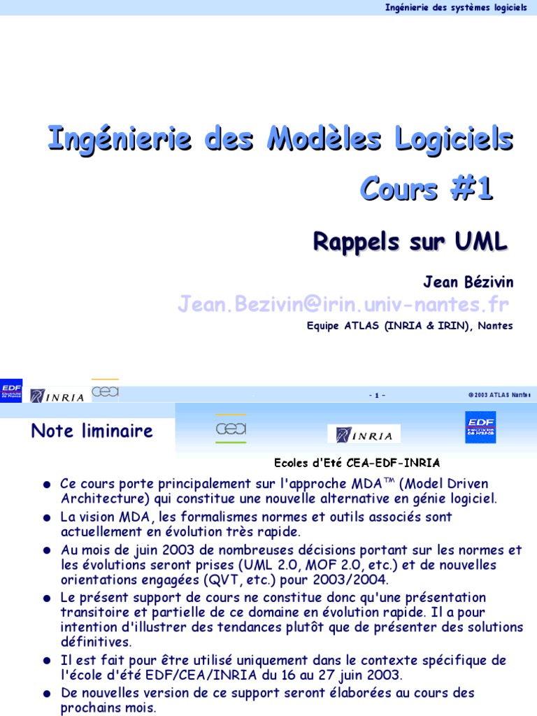 Cours01 v1-01 | PDF | Classe (informatique) | Langage de Modélisation Unifié