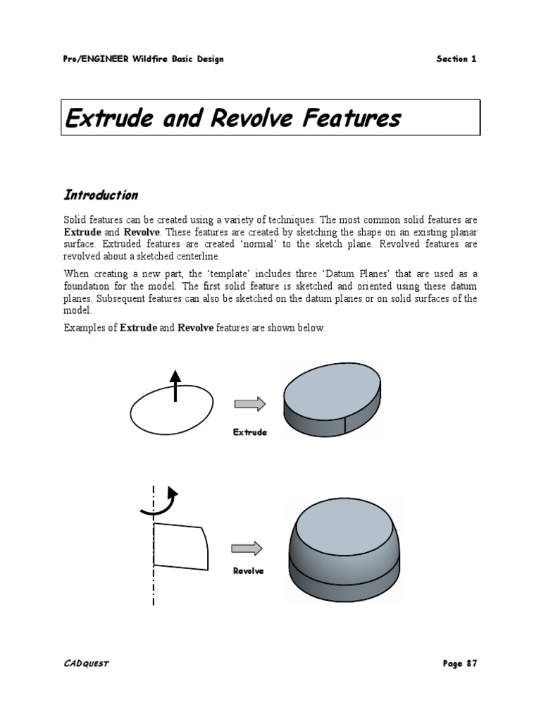 Extrude and Revolve Features PDF | PDF | Dialog Box | Icon (Computing)