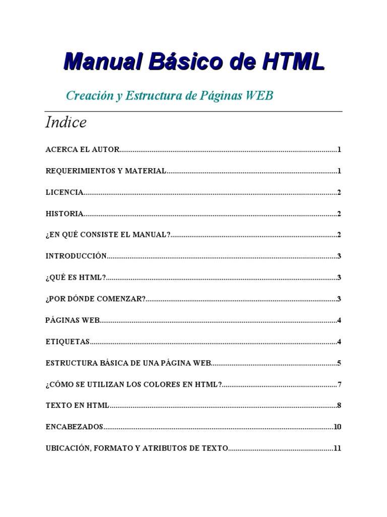 Manual Básico de HTML 1 | PDF | HTML | Página web