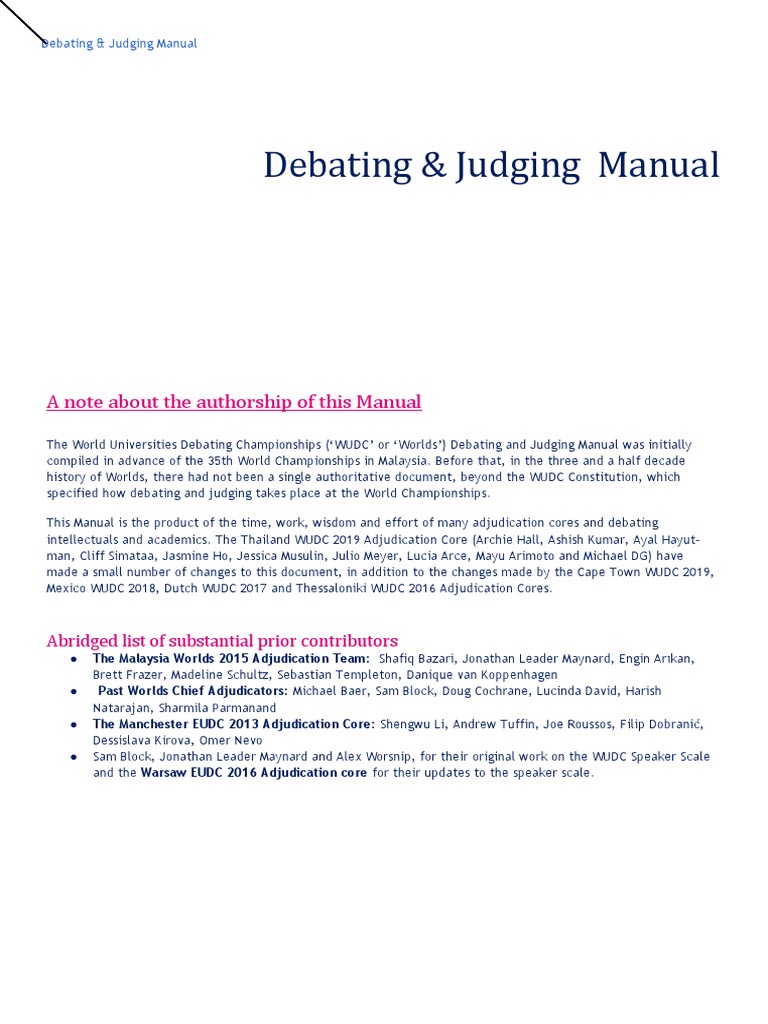 Debating & Judging Manual | PDF | Argument | Reason