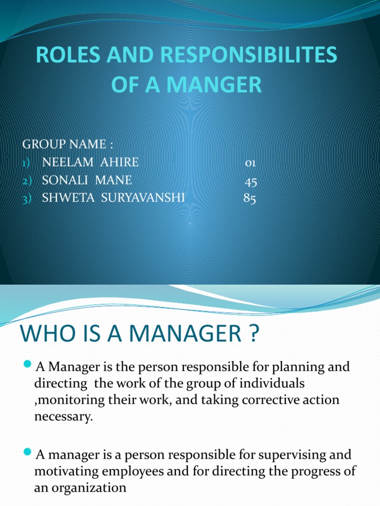Roles and Responsibilites of A Manger | PDF | Self-Improvement