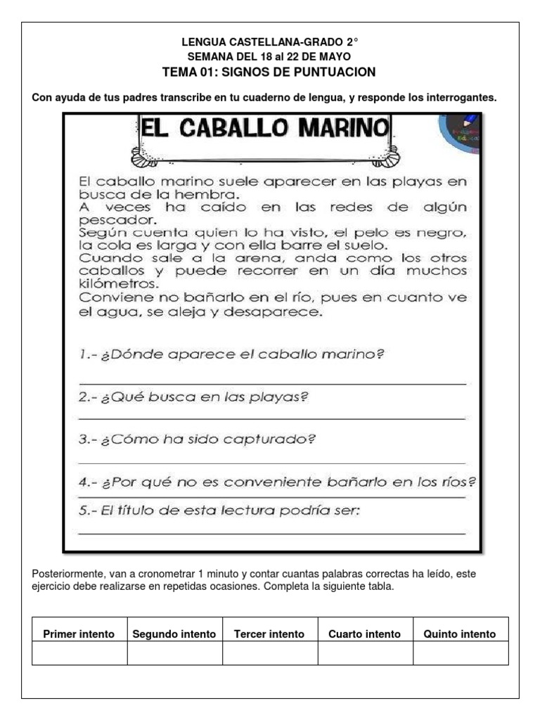 Guia de Trabajo Lenguaje Segundo Grado Guia 2 | PDF